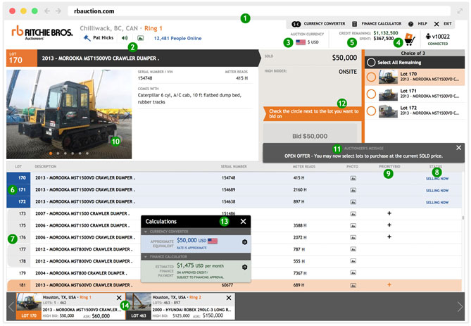 Online bidding: Our online bidding interface | Ritchie Bros. Auctioneers